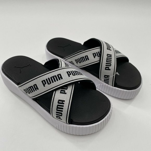 Puma | Shoes | Puma Womens Slipon Slide Platform Sandals Logo Strap ...